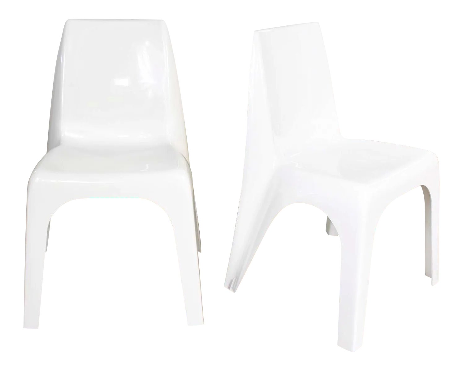 Vintage Modern White Molded Plastic Chairs Style of Kartell 4850 by ...