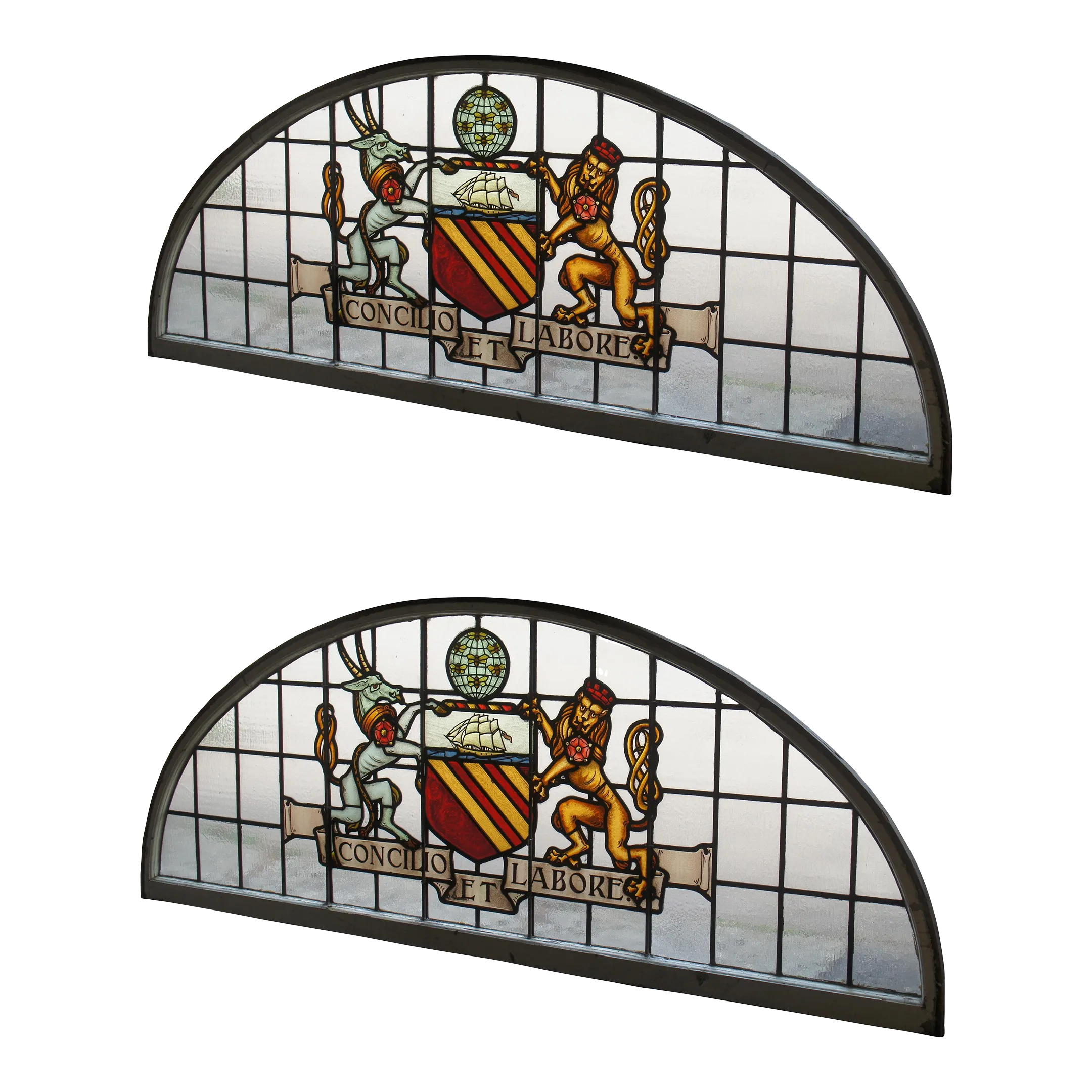 Set of 2 Antique Manchester English Stained Glass Palladian Windows ...