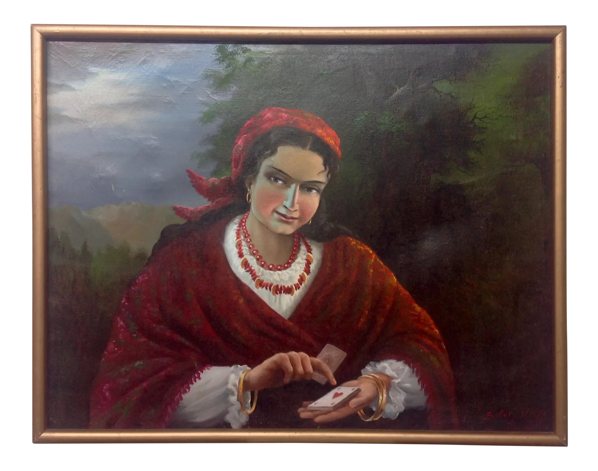 Vintage Gypsy Woman Oil Painting | Chairish
