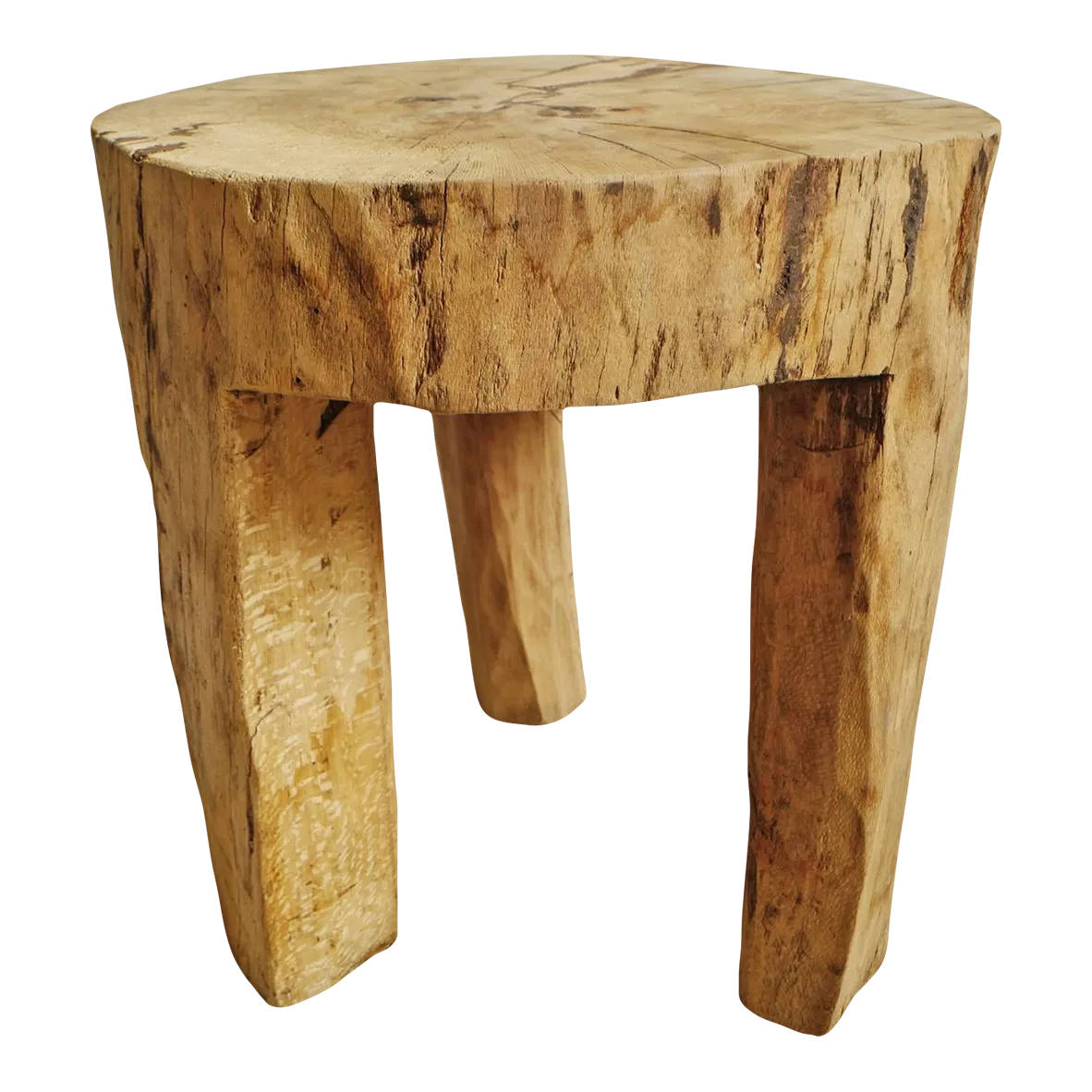 Contemporary Rustic Naga Three Leg Wood Table | Chairish