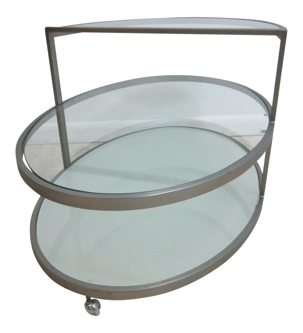 Mid-Century Oval Rolling Side Table | Chairish