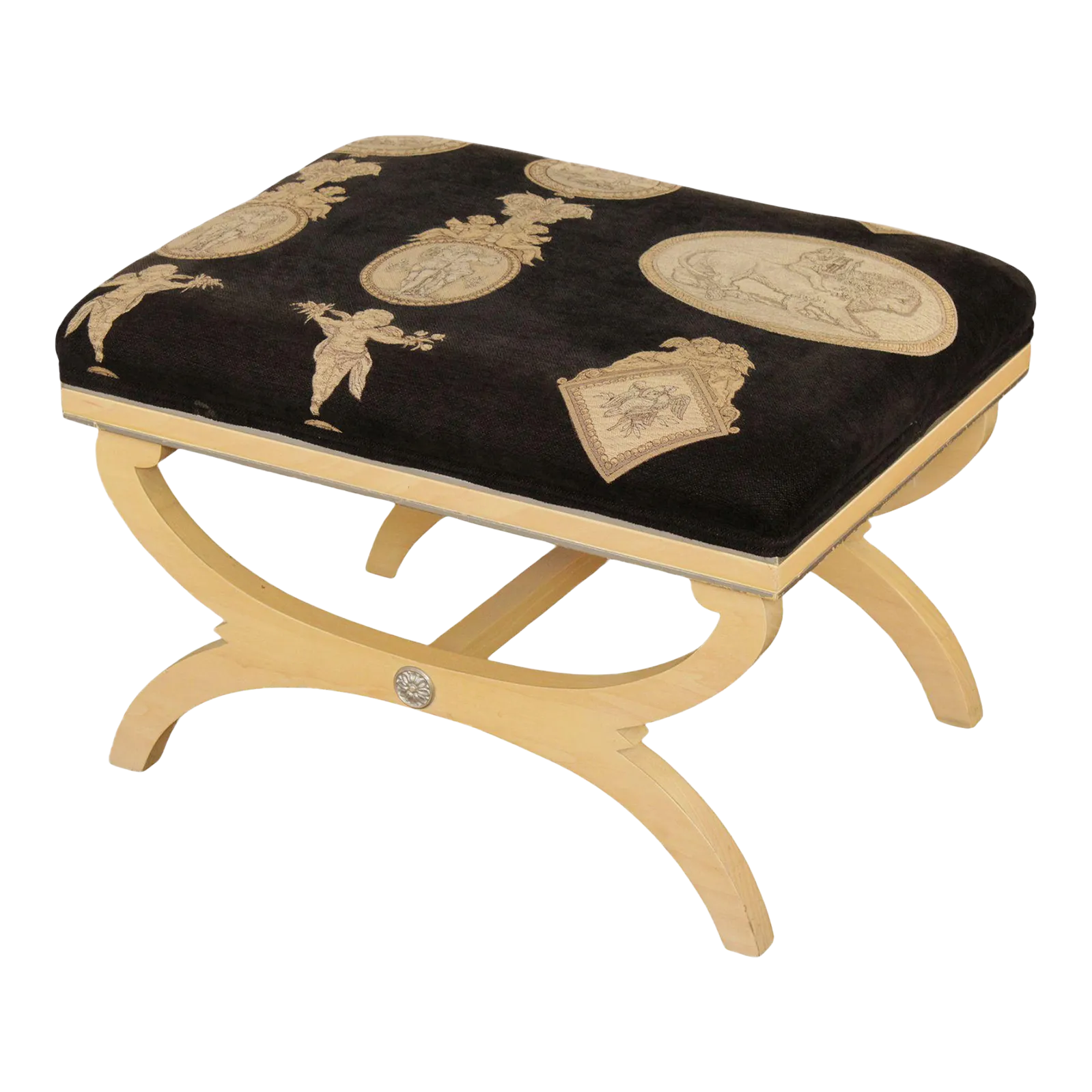 Vintage Classical Style Custom Upholstered Curule Stool | Chairish