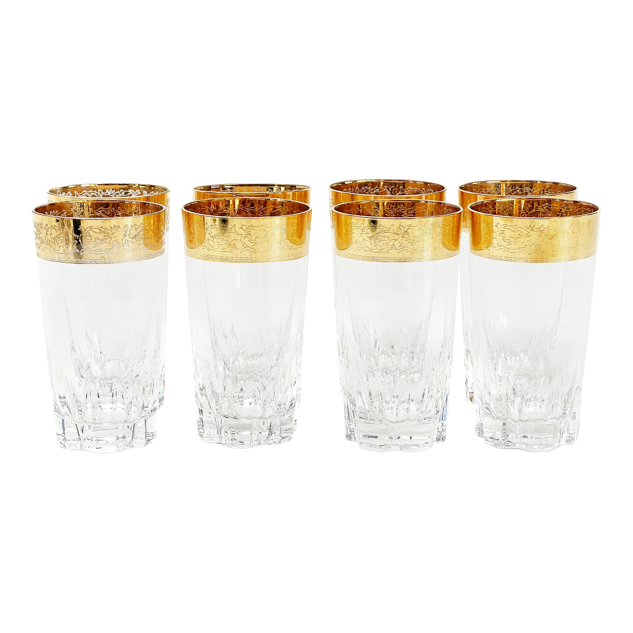 Mid Century Italian Murano Glasses W/ 24 Kt Gold Rims - 8 Pieces | Chairish