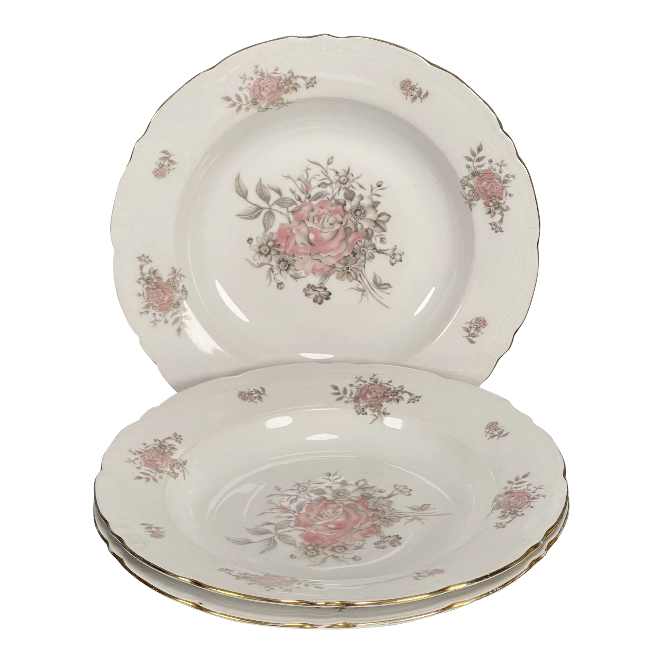 Vintage Gilded Bohemian China Maria Pattern Set of 3 Soup Plates ...