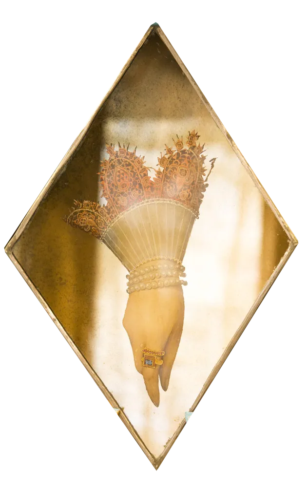 Precious Hand, Rhomboid Frame, Brass & Mirror | Chairish