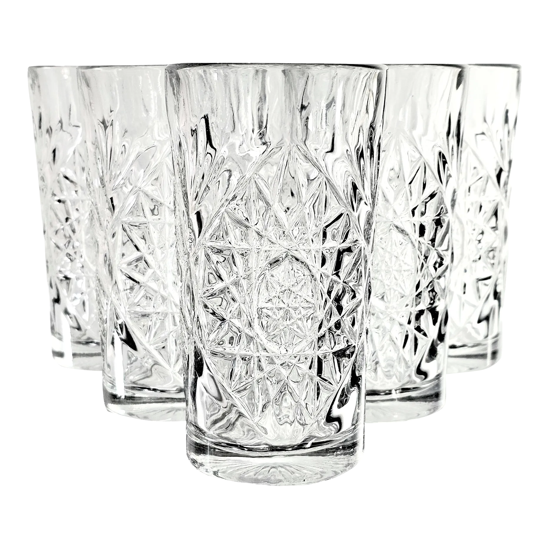Libbey Glass Hobstar Highball Iced Tea Water Tumblers Set of 6 16 Oz ...