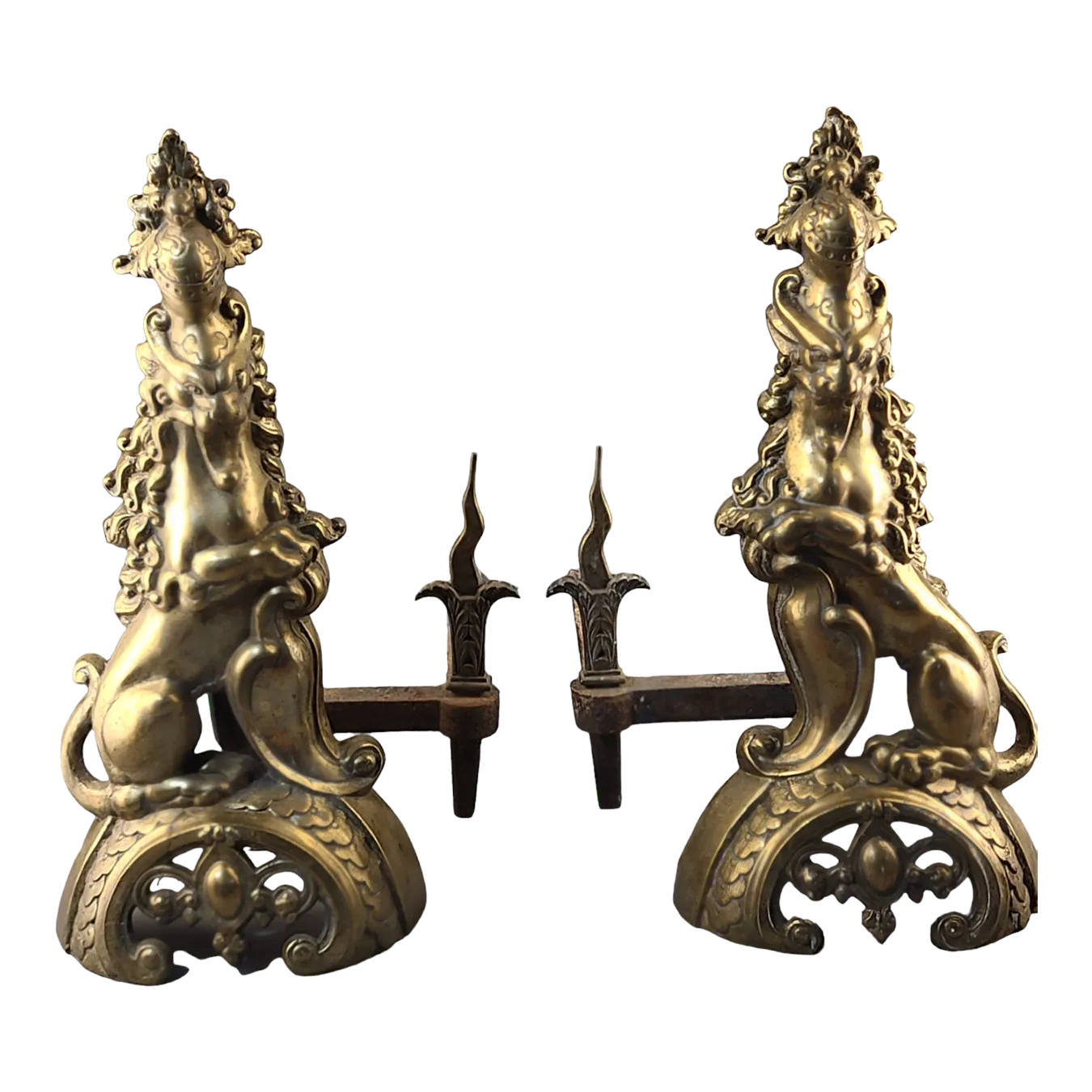 Antique Late 19th Century Ornate Brass Griffin Lion Fleur De Lis Coat ...
