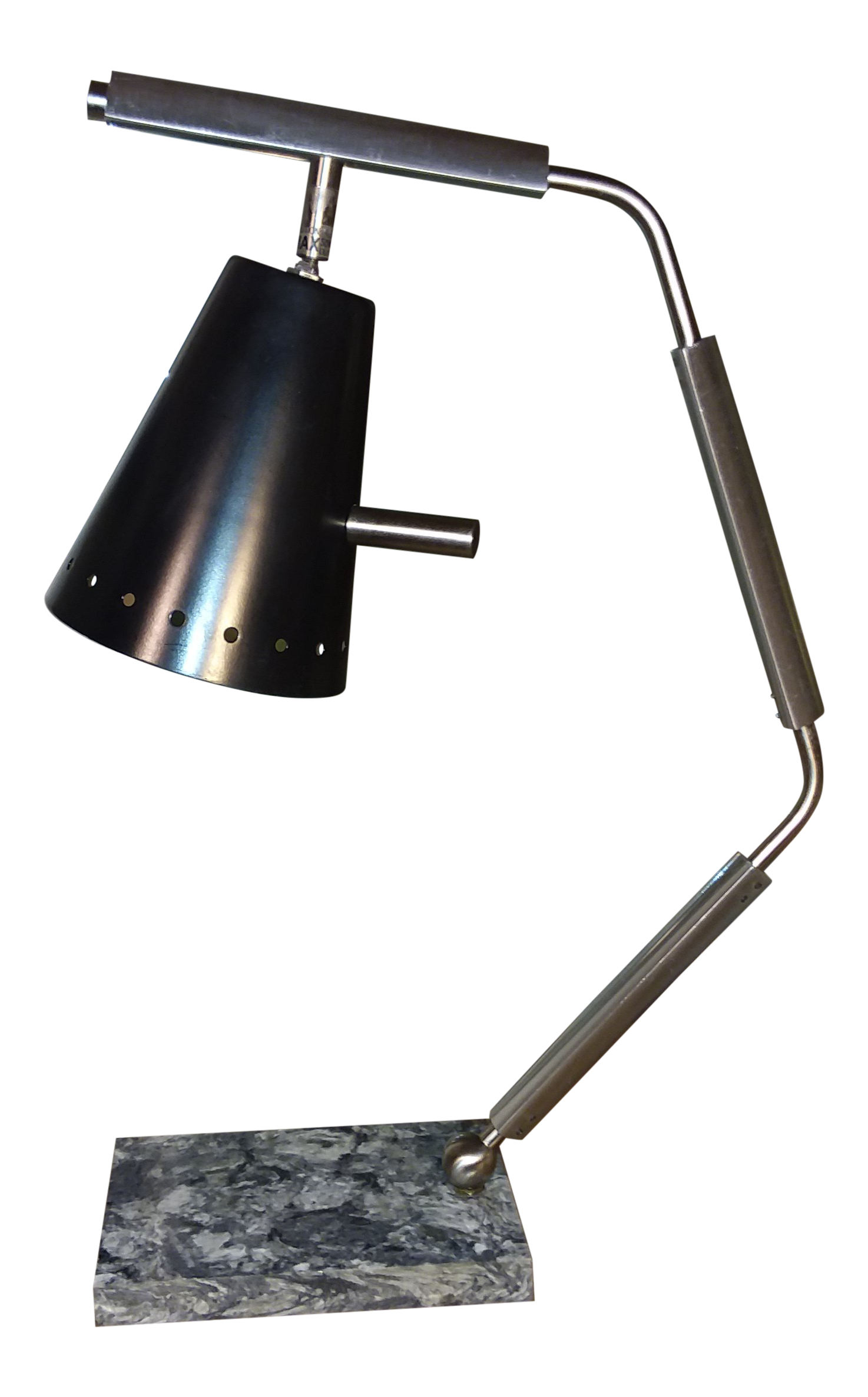 Mid-Century Modern Steel and Carrera Marble Task Lamp | Chairish