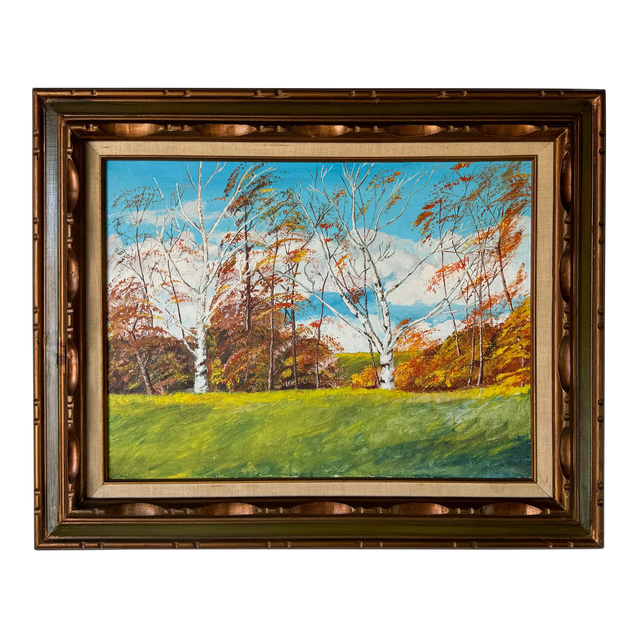 1980's Vintage Impressionist Autumn Landscape Oil Painting, Framed ...