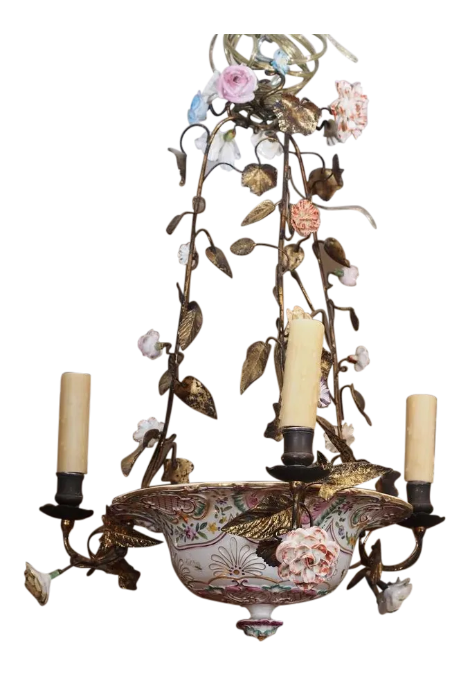 Antique French Porcelain Chandelier | Chairish