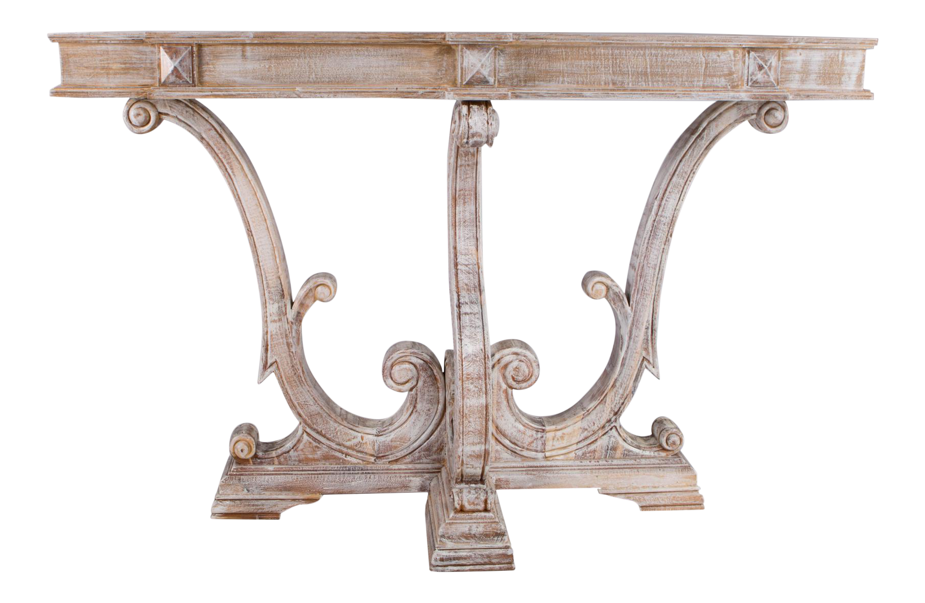 Solid Wood Rustic White Wash Console | Chairish