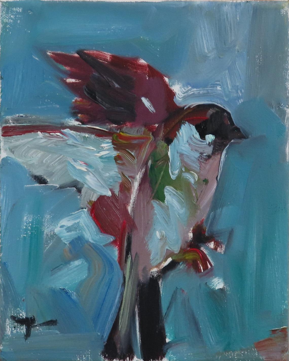 Jose Trujillo Original Modern Impressionist Flying Bird Painting | Chairish