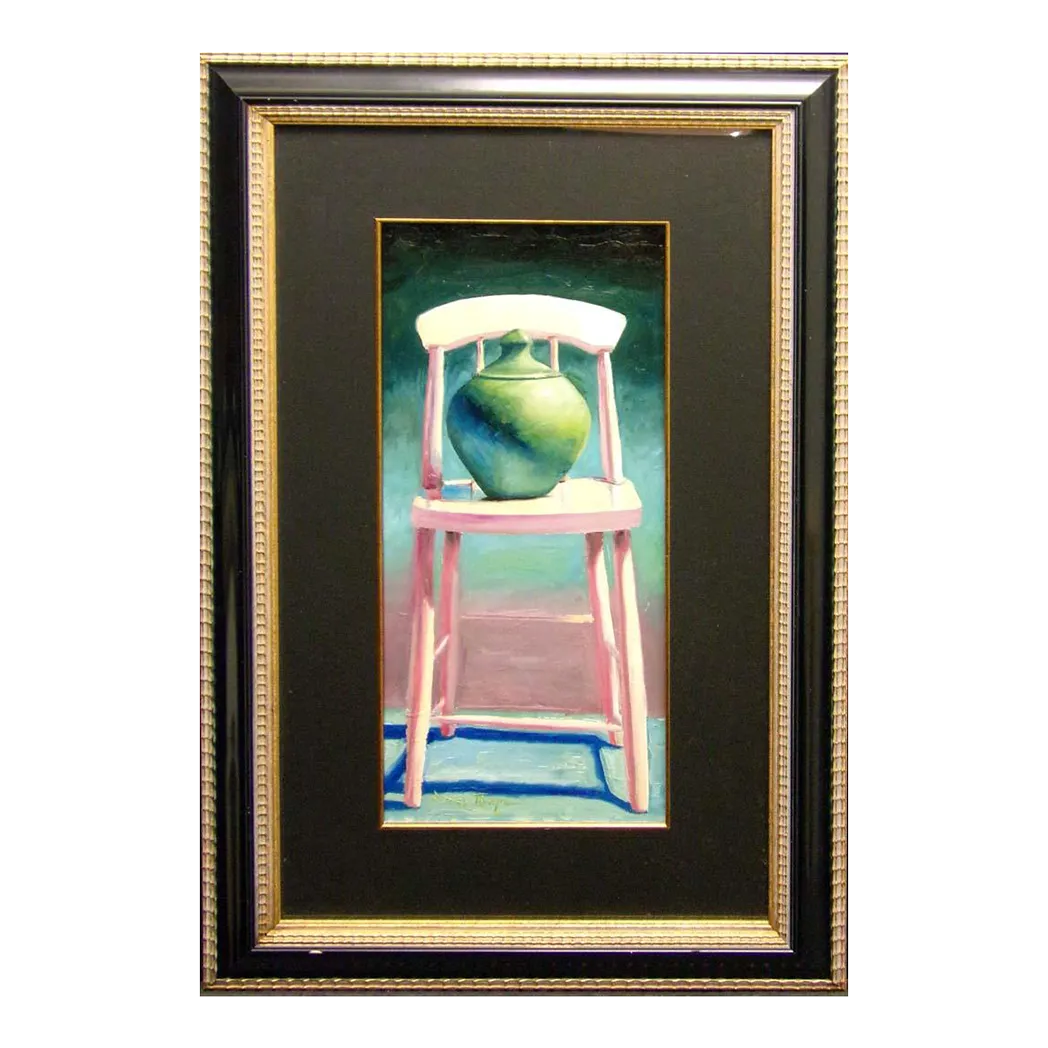 James Thorpe "Green Pot" Hand Signed Original Oil Painting on Paper ...
