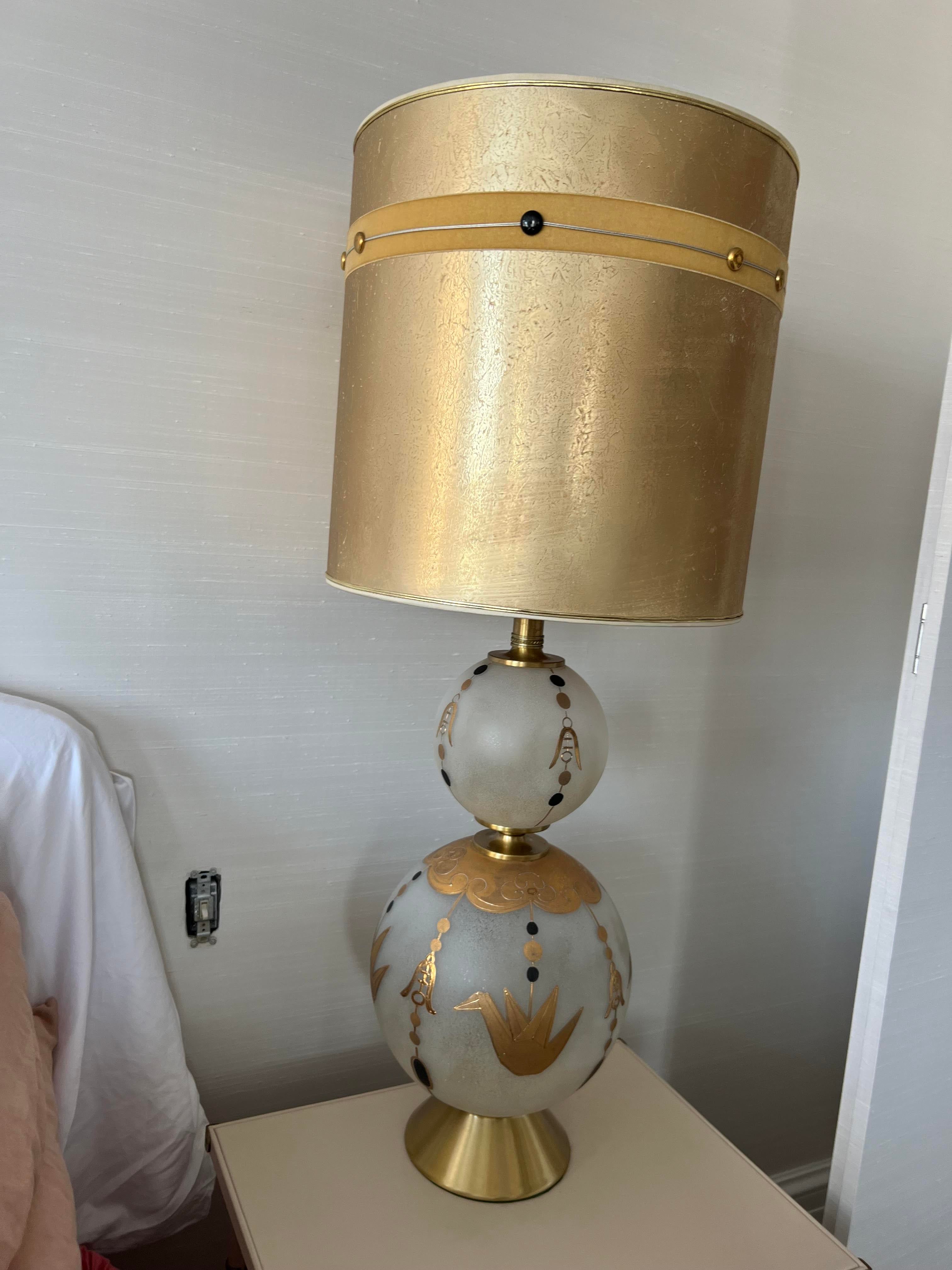 Vintage etched glass table lamp store
