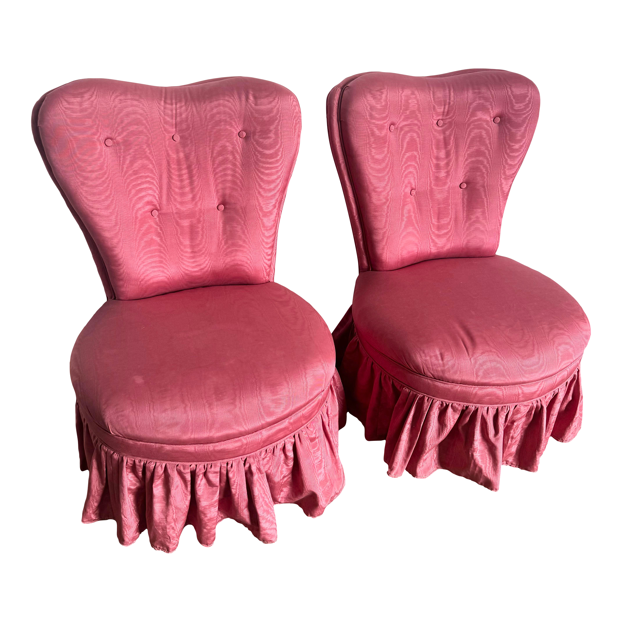 Vintage Pink Tufted Boudoir Chairs - a Pair | Chairish