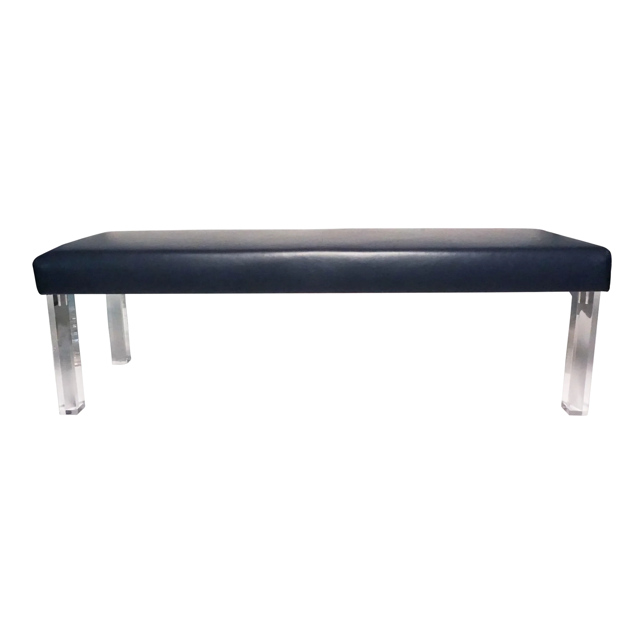 Modern Prism Bench in Navy Leather | Chairish