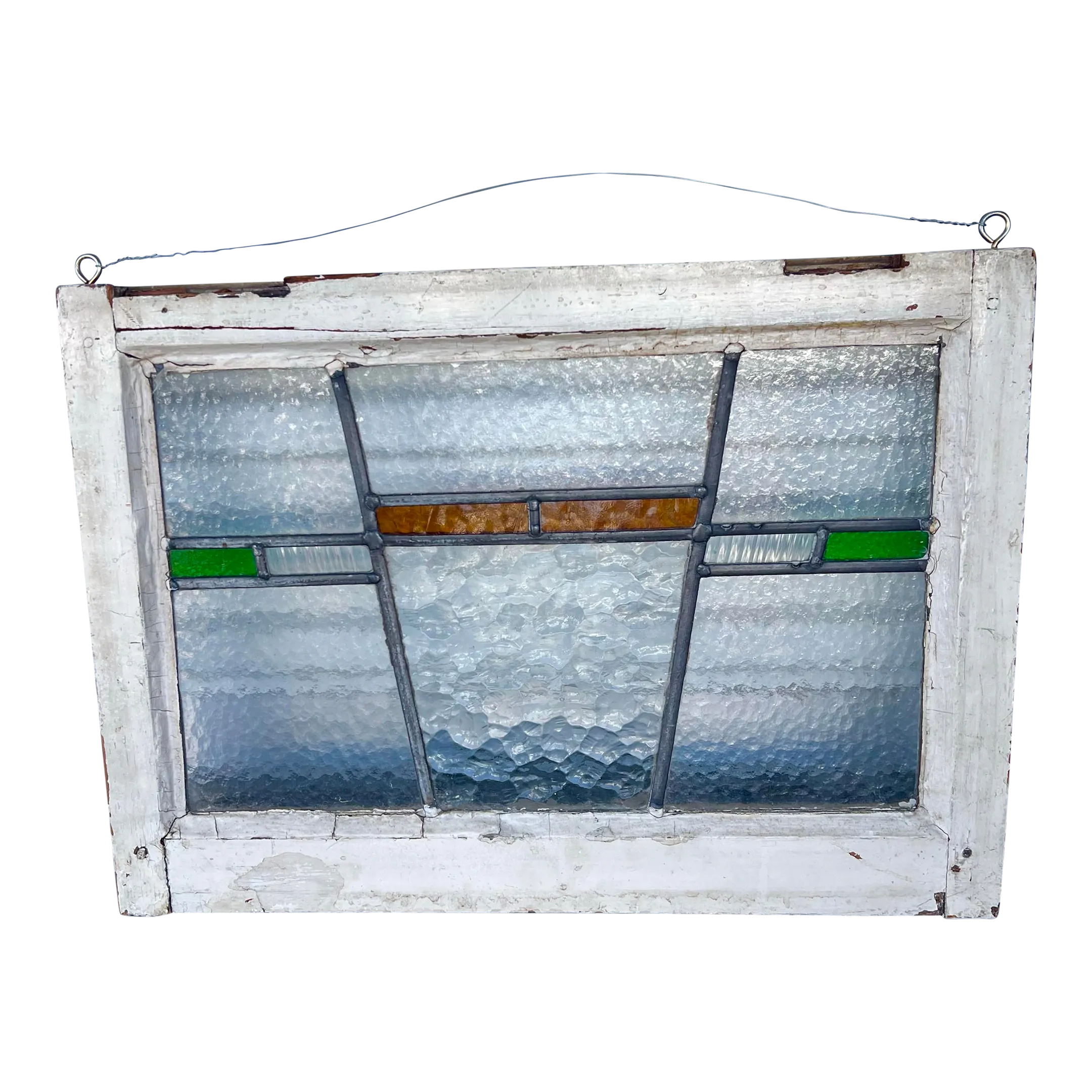 Vintage Wood Window With Stained Glass | Chairish