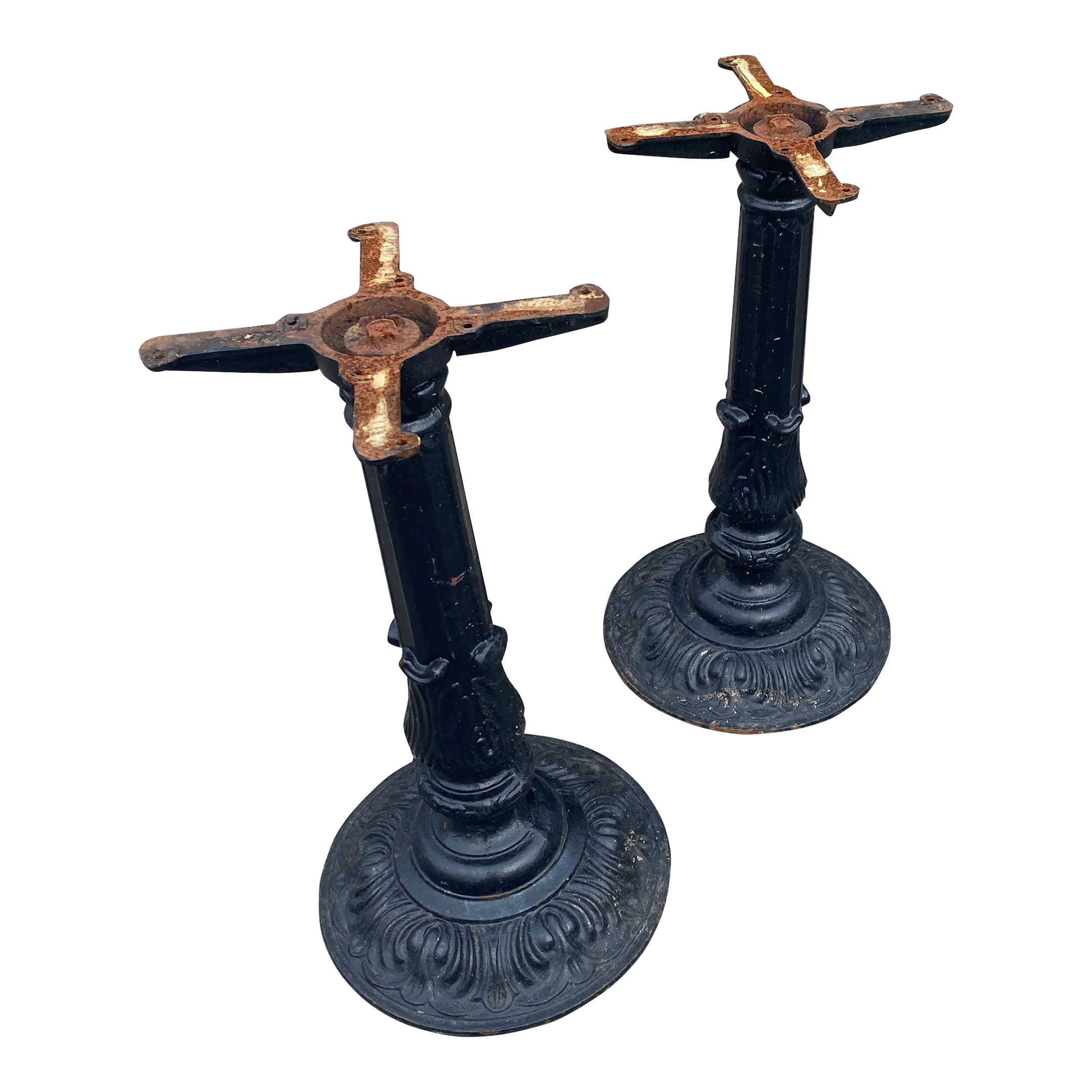 Vintage 1930s Cast Iron Bistro Table Bases - Set of 2 | Chairish