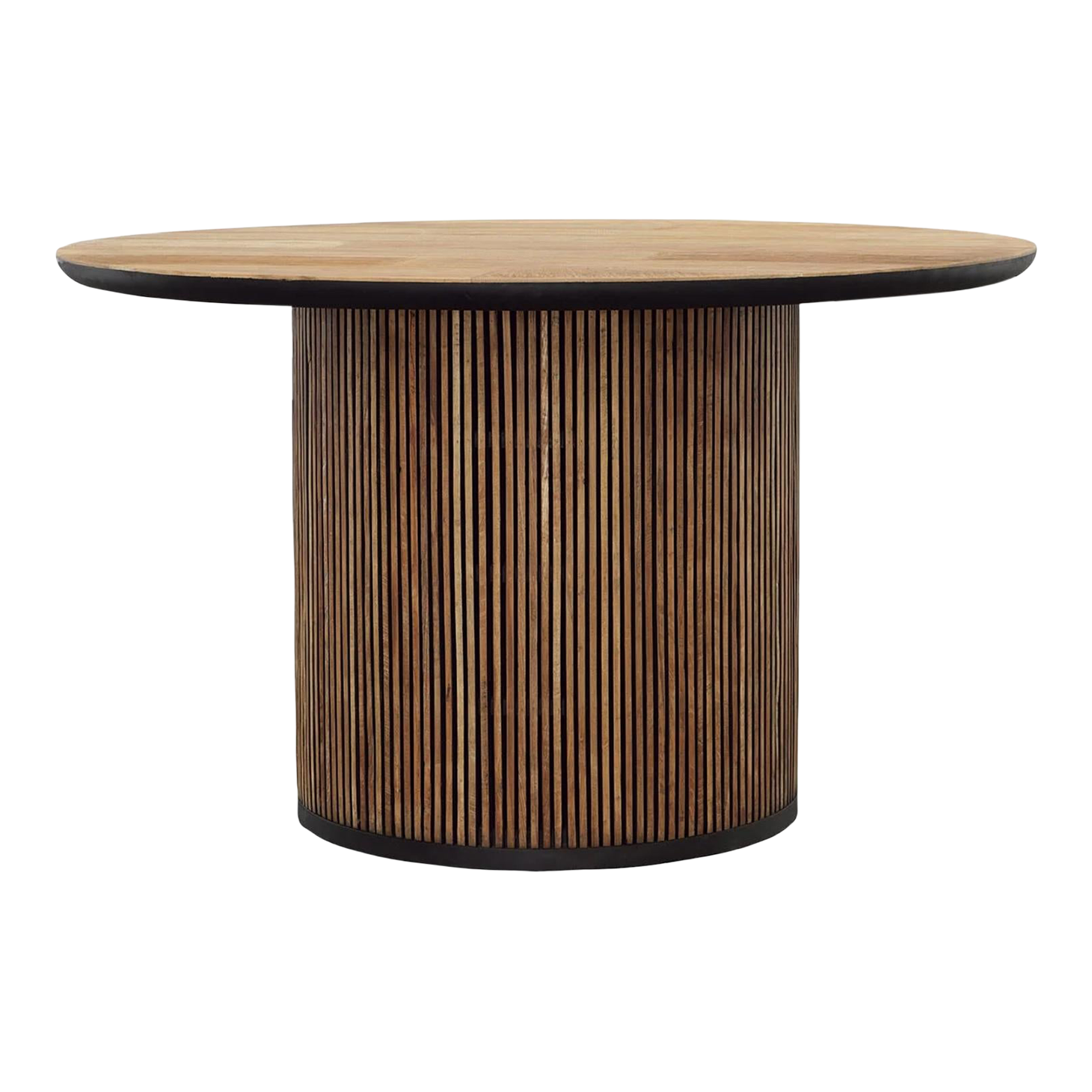 Round Teak Slat Dining Table | Chairish
