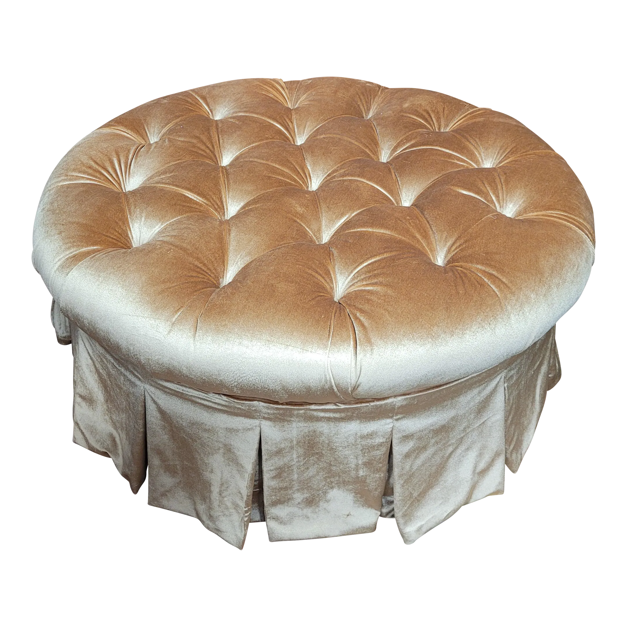 Large Gold Tufted Ottoman | Chairish