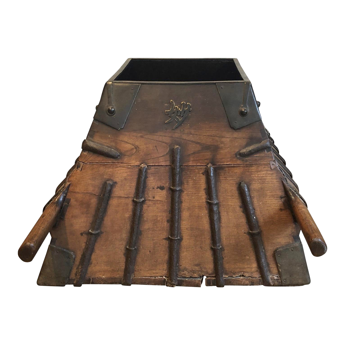 Antique Iron Clad Large Chinese Rice Carrier | Chairish