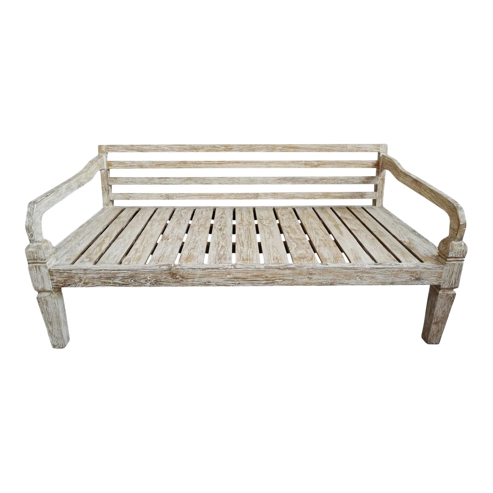 Simple White Wash Teak Twin Daybed | Chairish