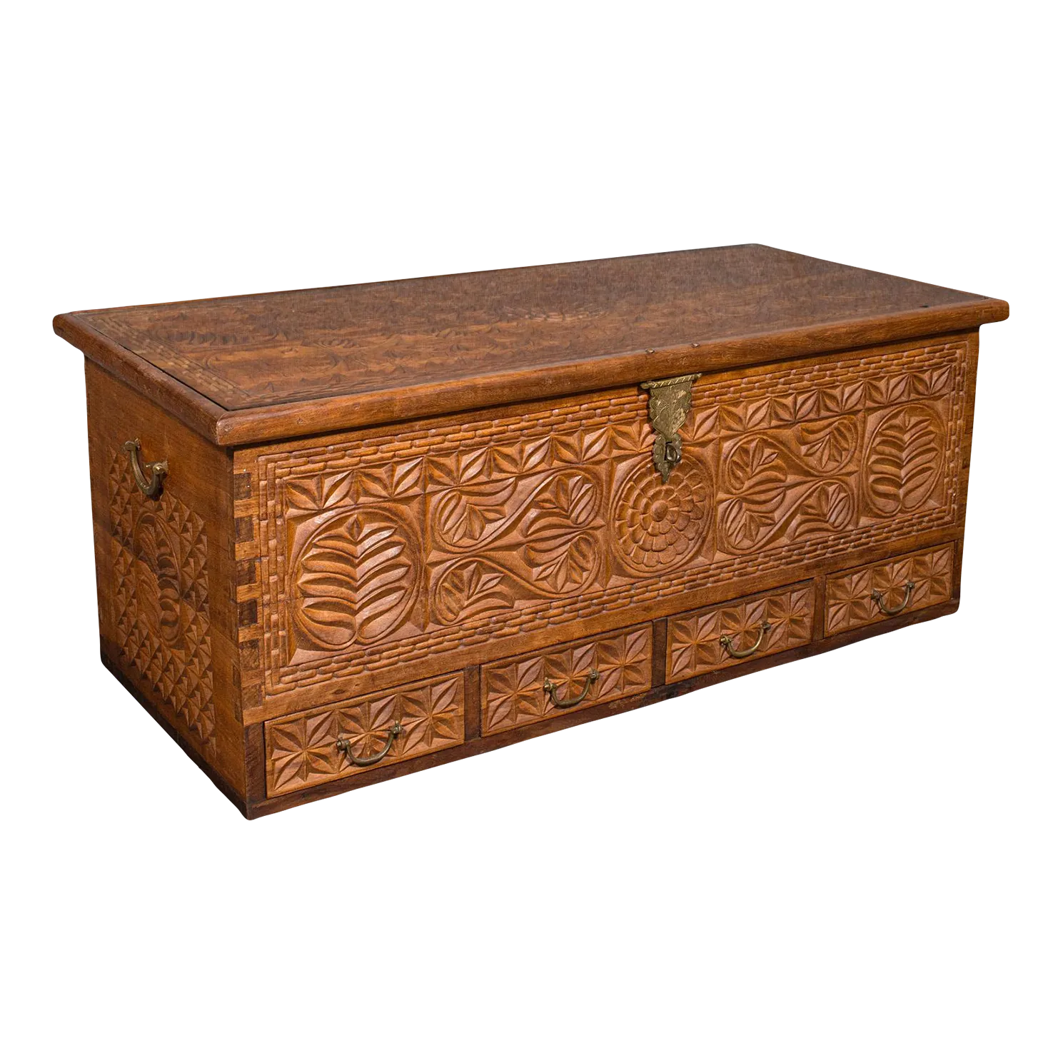 1930's Large Vintage Carved Chest | Chairish