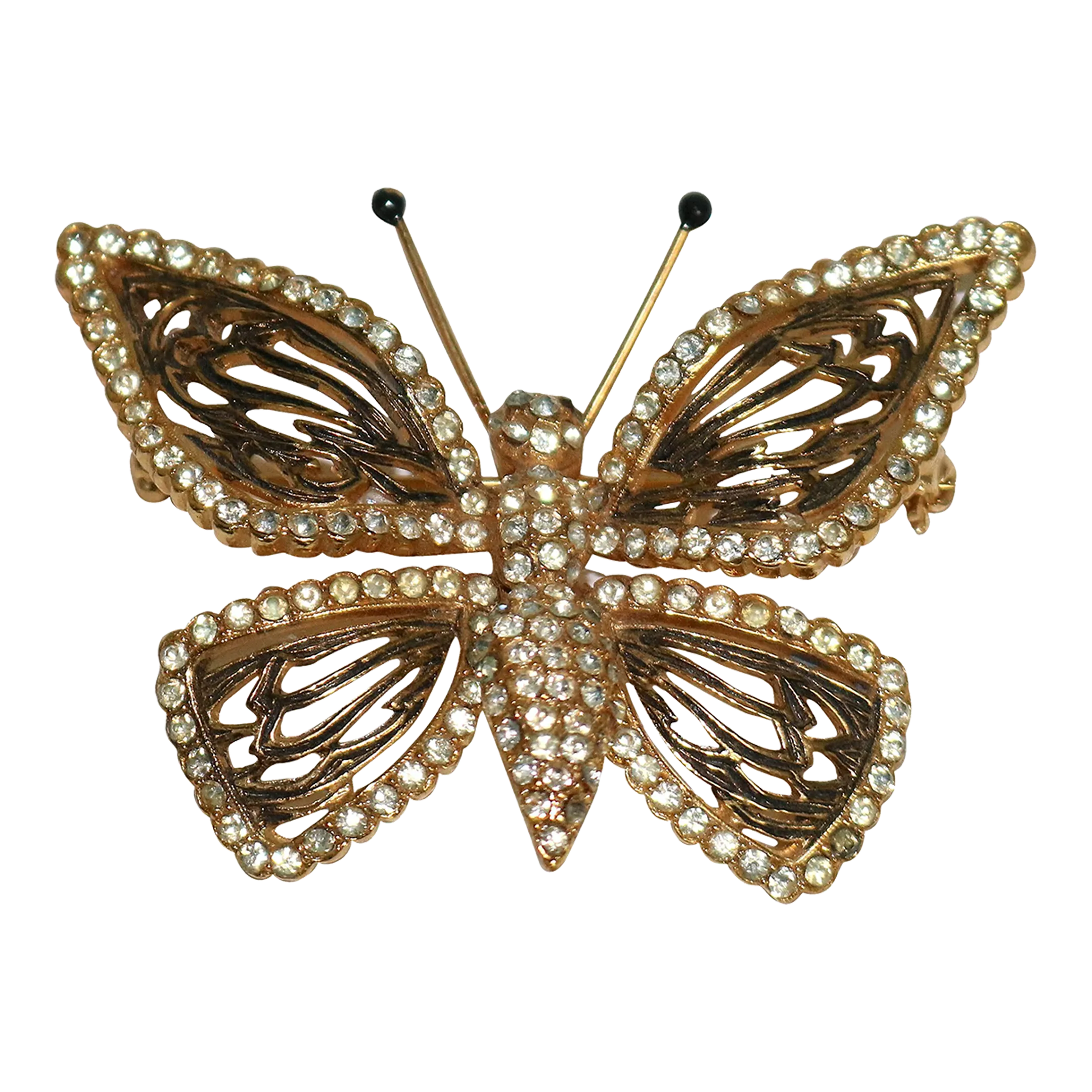 Mid 20th Century Vogue Articulated Gold Plate Enameled Diamante ...