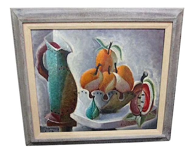 Original Signed/Dated '52 Vintage Mid 20th C. Oil On Canvas By Listed ...