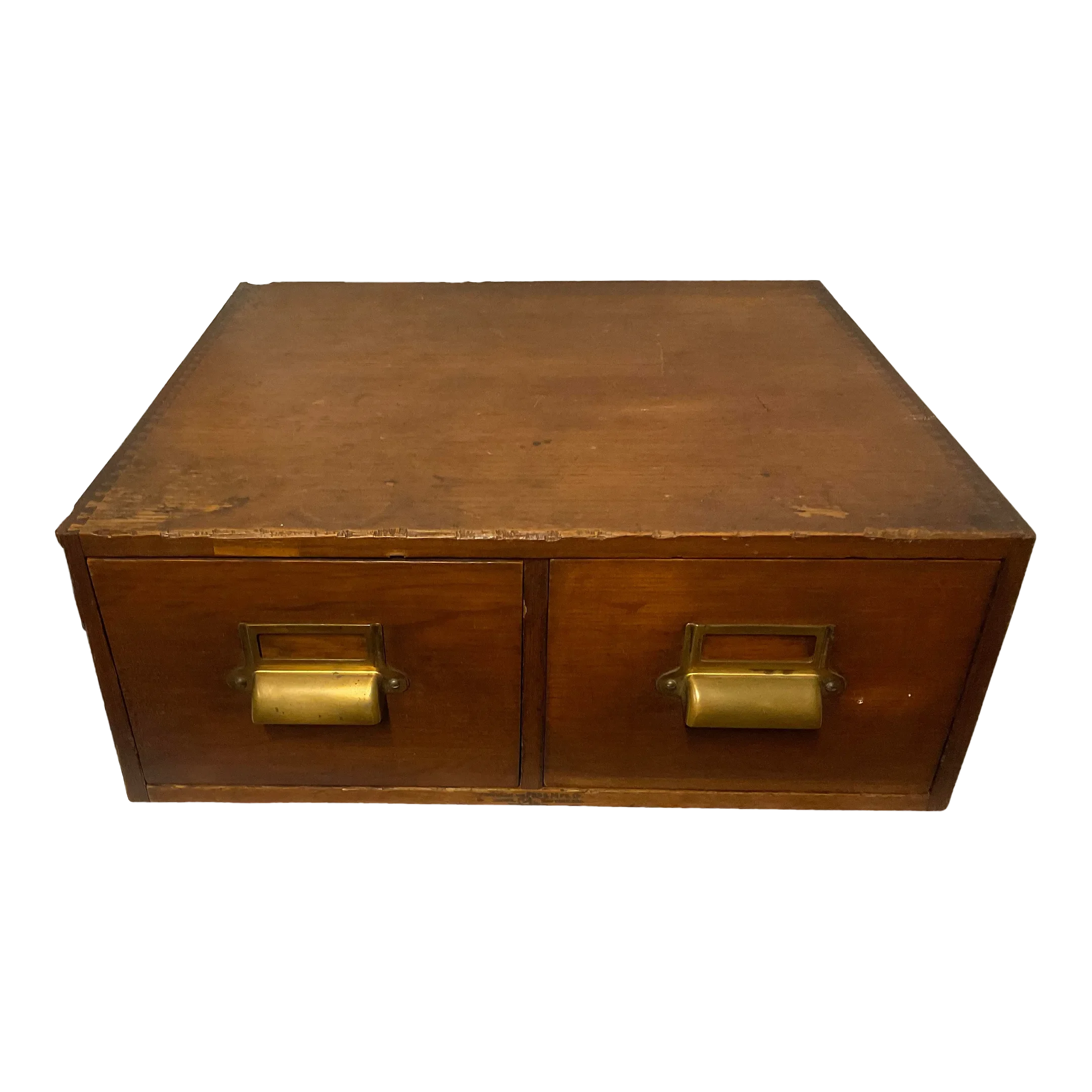 Early 20th Century Antique Oak Desktop 2-Drawer Library Card File ...