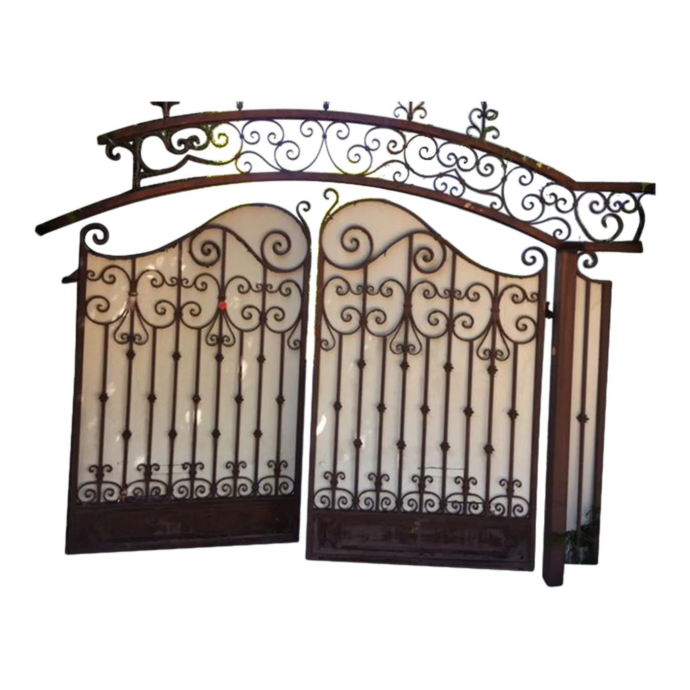 Pair of 1920s Spanish Hand Forged Wrought Iron Driveway Gates | Chairish