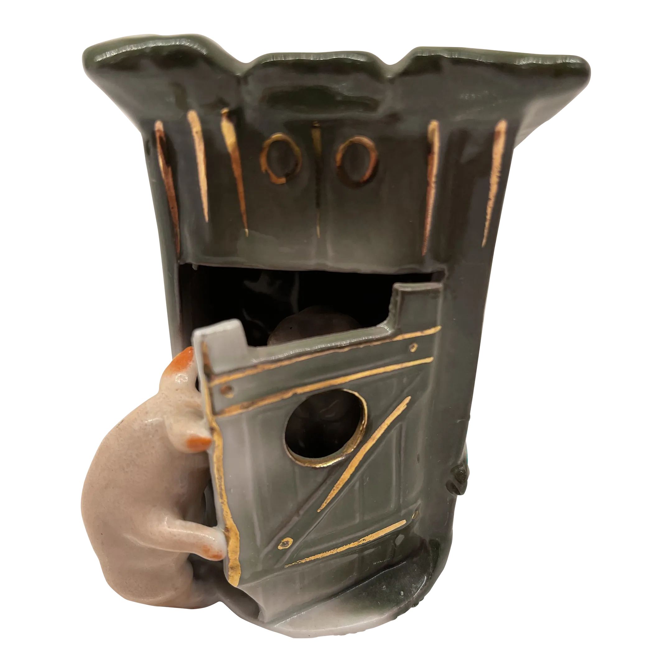 Antique 1900s German Fairing Pigs in Outhouse, Porcelain | Chairish