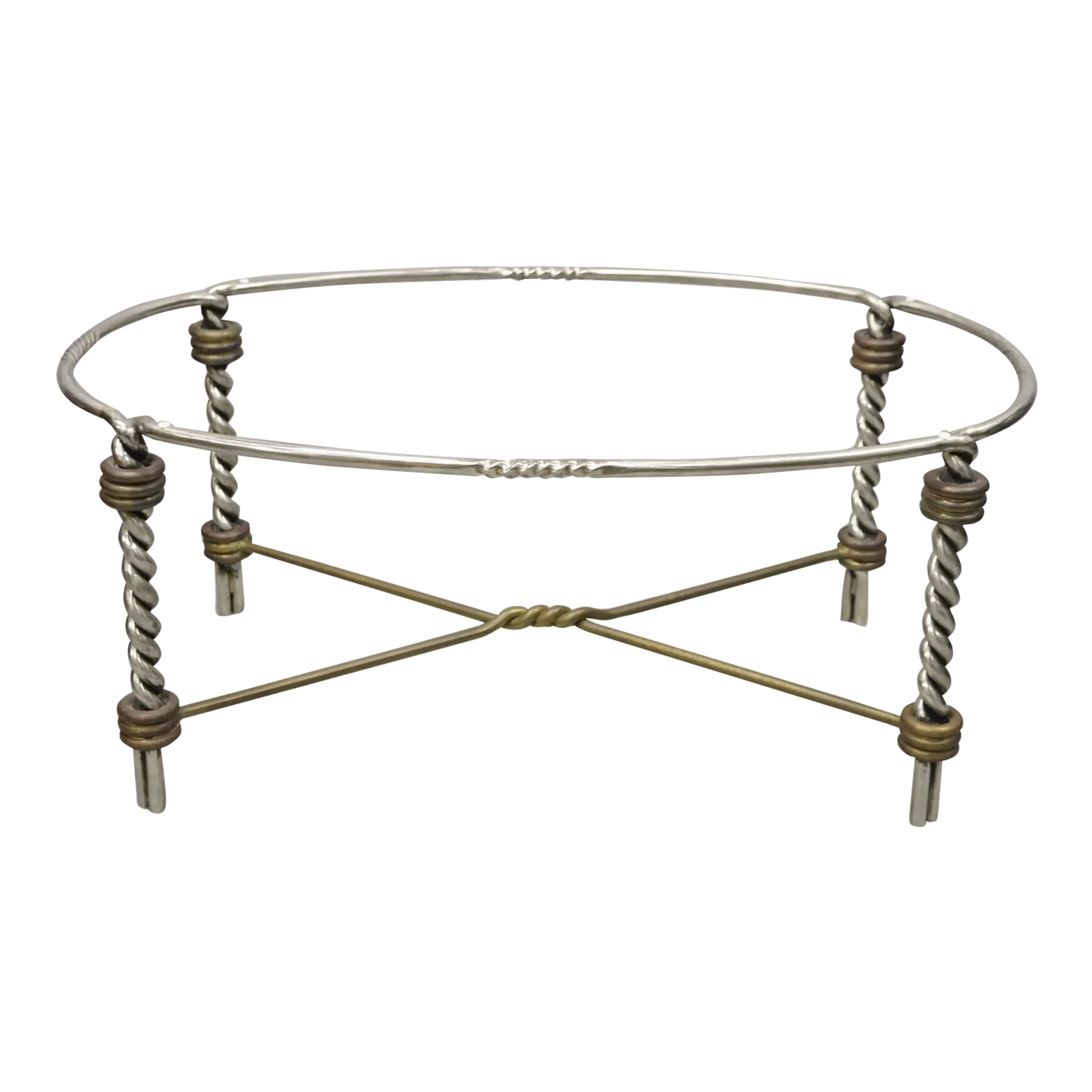 Vintage Steel and Bronze Neoclassical Style Twisted Metal Oval Coffee ...