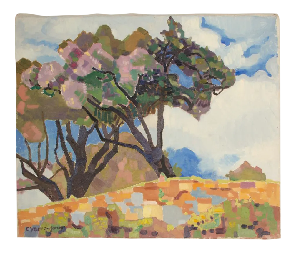 Early 20th Century "Mosaic Trees" Expressionist Style Landscape Oil ...