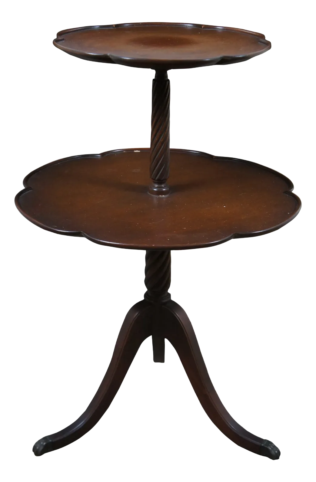 Antique Mahogany 2 Tier Pie Crust Dumbwaiter Butler Pedestal Serving ...