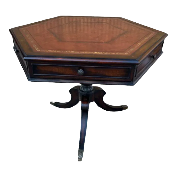 Early 20th Century Georgian Octagonal Leather Inset Library Side Table ...