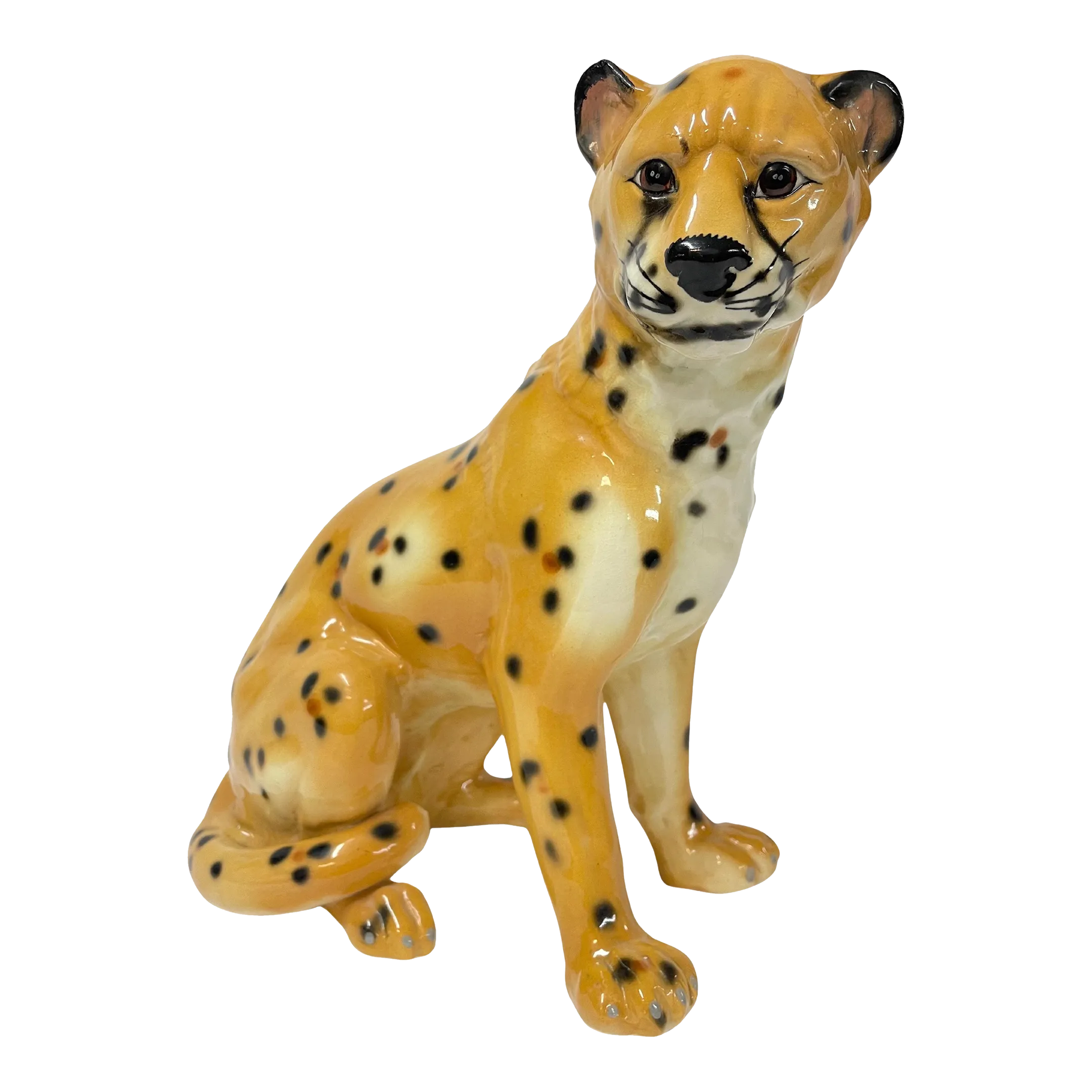 1970's Large Italian Ceramic Cheetah | Chairish