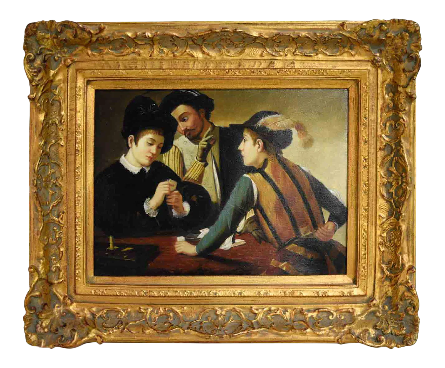 Vintage Caravaggio "The Cardsharps" Painting Reproduction With Gold ...