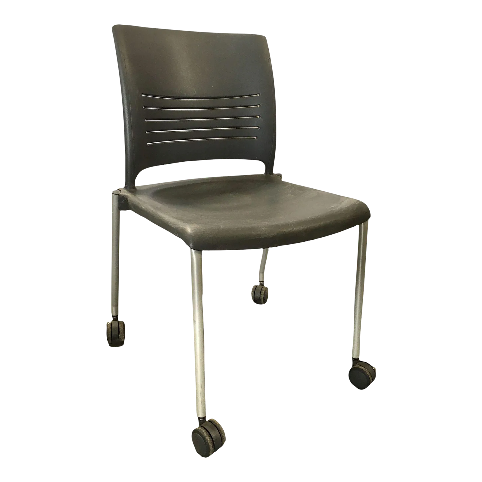 Vintage Dark Grey Plastic Rolling Desk Chairs by Giancarlo Piretti for ...