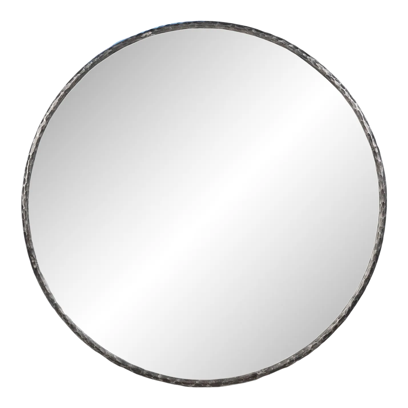 Large Round Hammered Iron Ring Mirror | Chairish