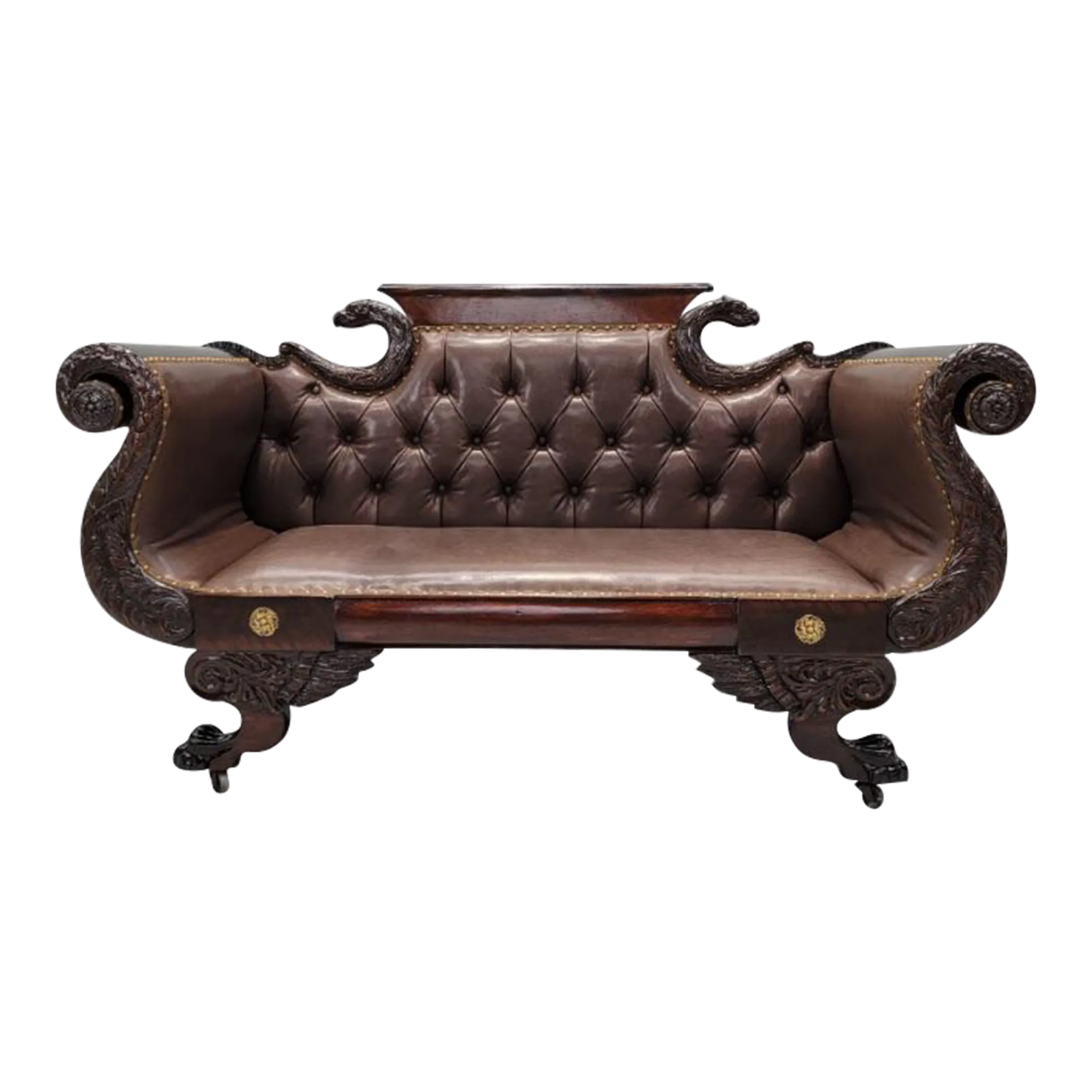 Late 19th Century Antique Empire Style Mahogany Tufted Parlor Sofa ...