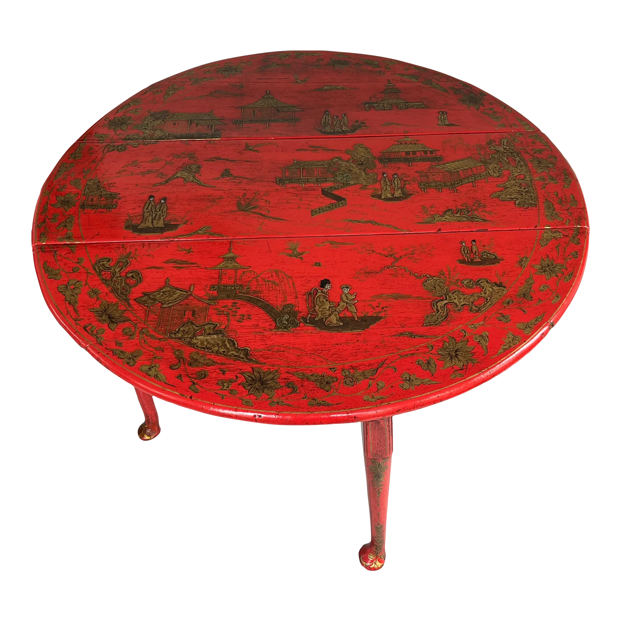 Antique 19th Century Georgian Chinoiserie Scarlet Red Lacquer Drop Leaf ...