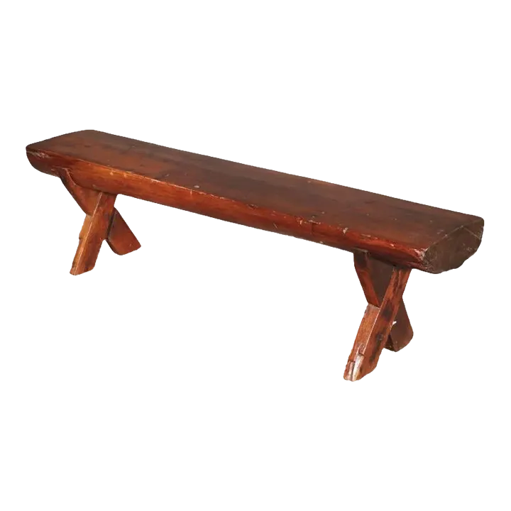 Mid 20th Century Rustic Wood Bench | Chairish