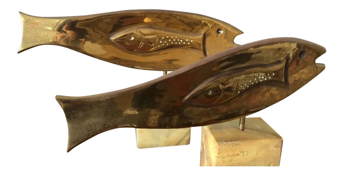 Brass Fish Sculptures by Curtis Jere - A Pair | Chairish