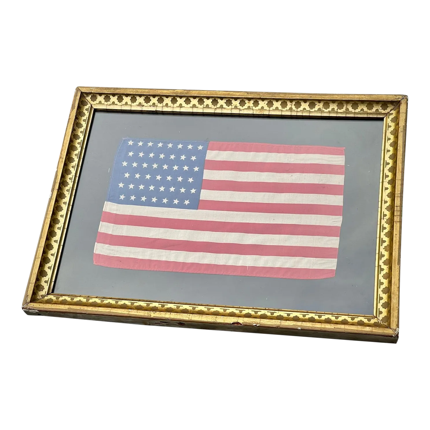 Antique Framed Silk Flag Circa 1890 Flag in Antique Gold Leaf Frame 45 ...