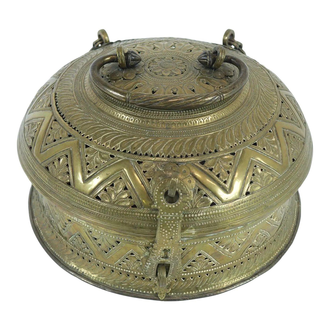 Antique Middle Eastern/Persian Brass Large Container Betel Box | Chairish