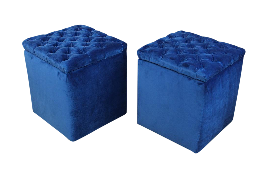 Mid Century Modern Small Storage Stools -- A Pair | Chairish