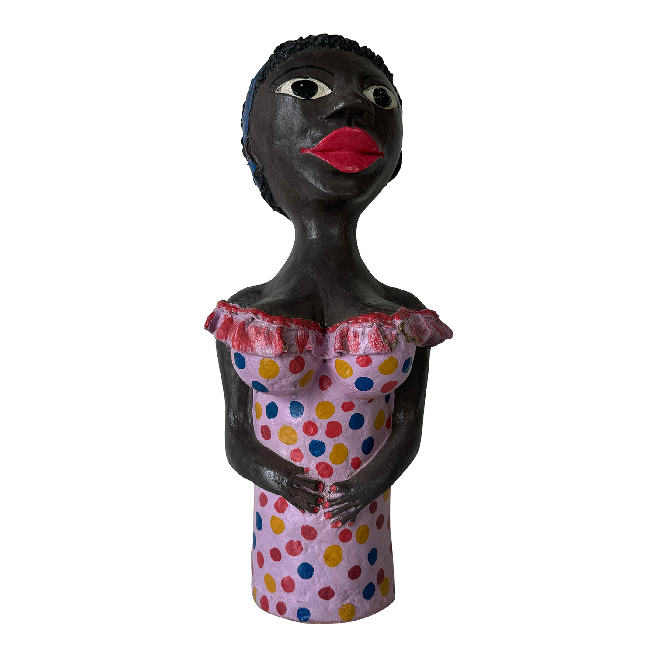 Vintage Art Handmade and Painted Paper Mache African Woman Bust ...