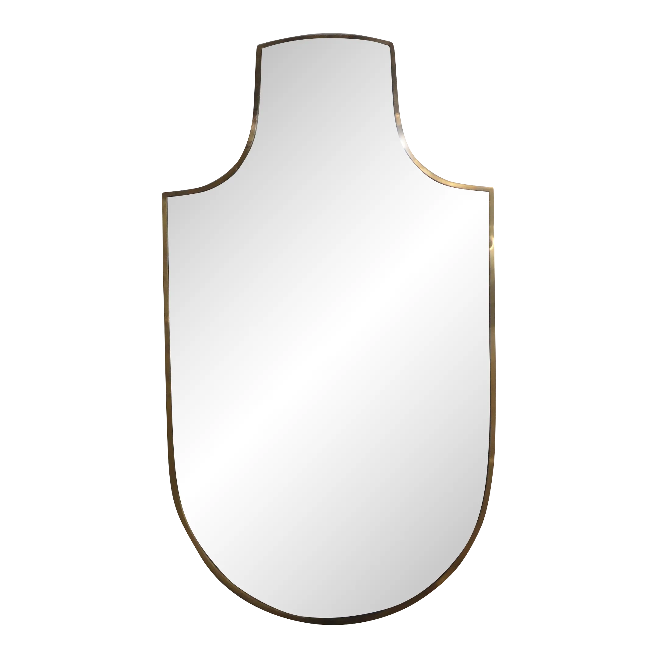 1950s Italian Modern Brass Shield Shaped Mirror | Chairish