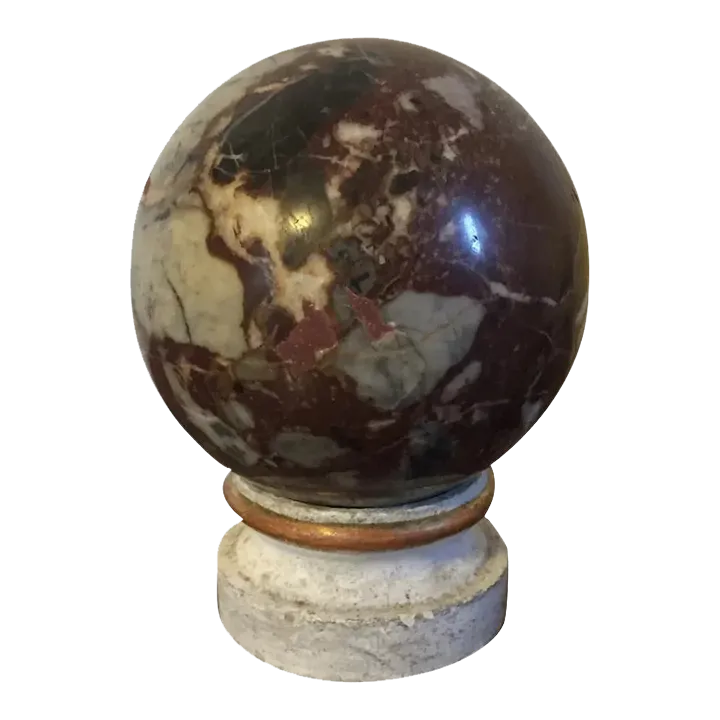 Grand Tour Specimen Marble Sphere or Ball on Carved & Gilt Wood Stand ...